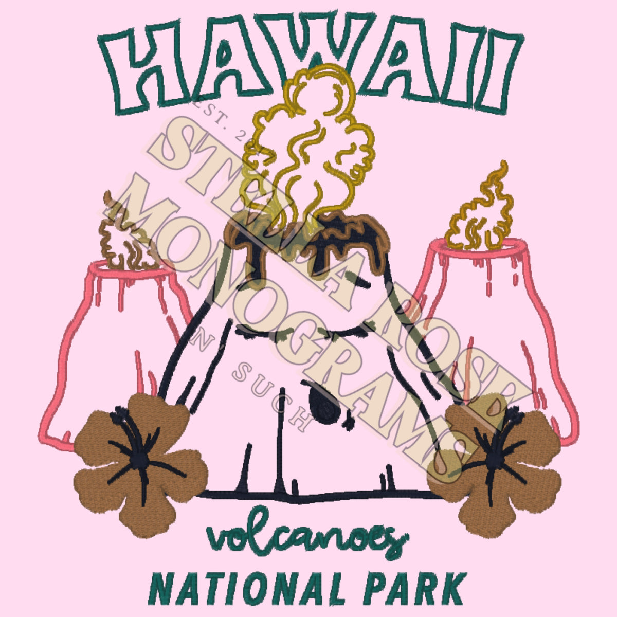 Hawaii Volcanoes National Park Applique Embroidery Design Digital Down ...