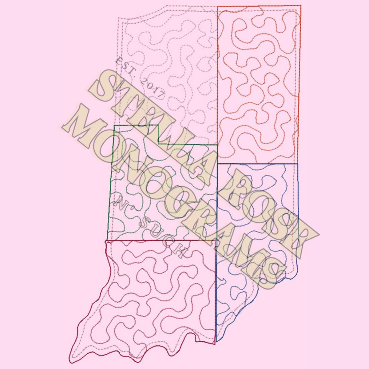 Indiana Quilted State Applique Embroidery Design Digital Download ...