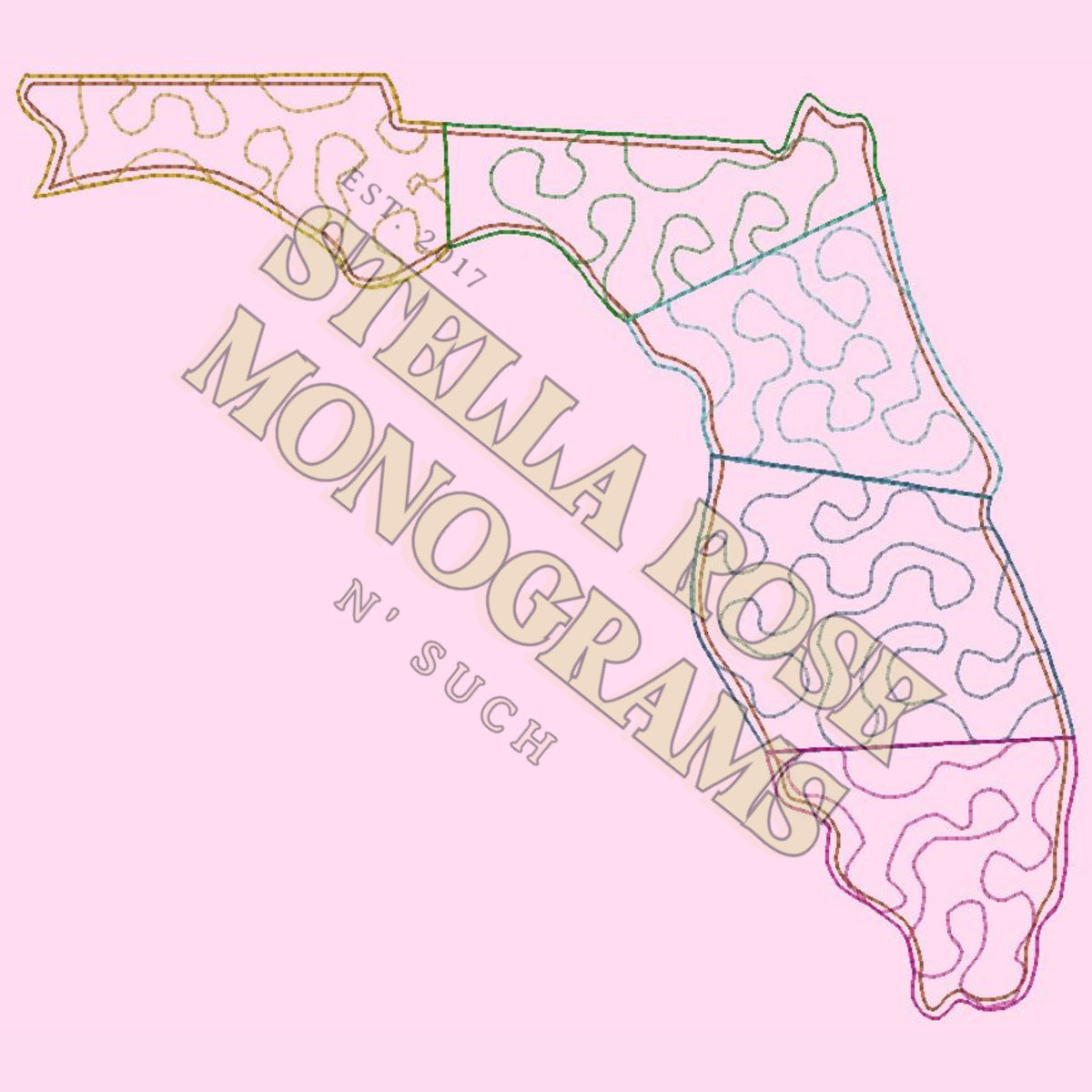 Florida Quilted State Applique Embroidery Design Digital Download ...