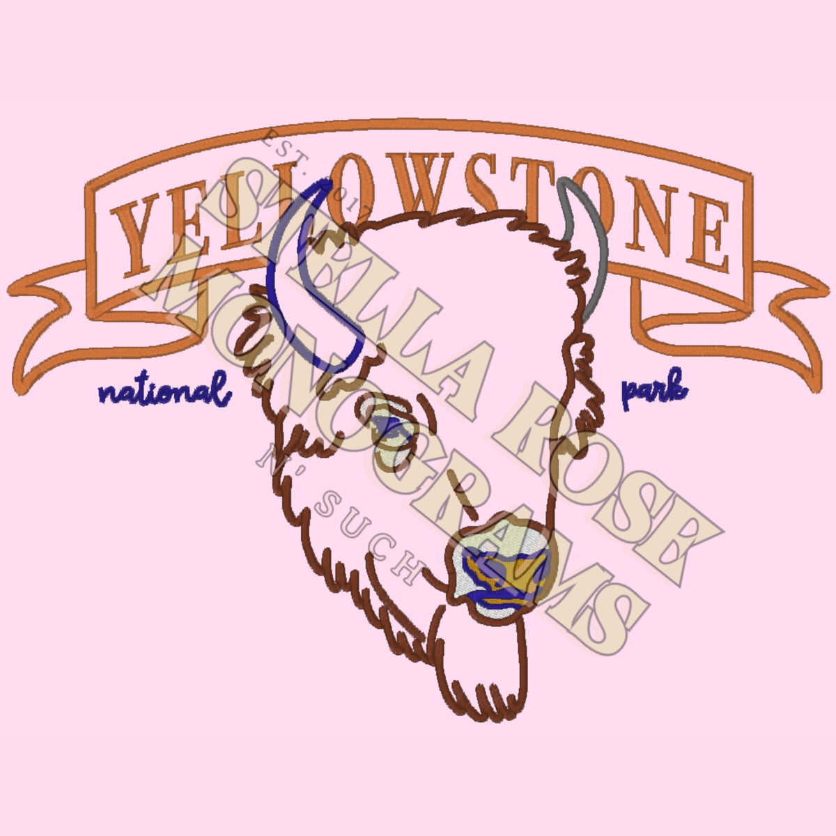 Yellowstone National Park Applique Embroidery Design Digital Download ...