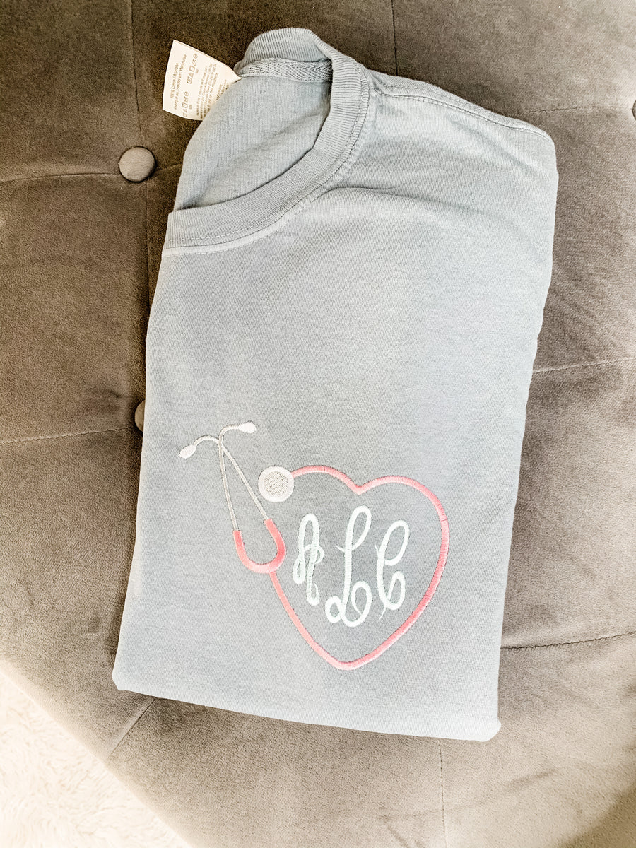 Stethoscope Heart Embroidered Monogrammed T's N' Pullovers 🩺Custom🩺 ...