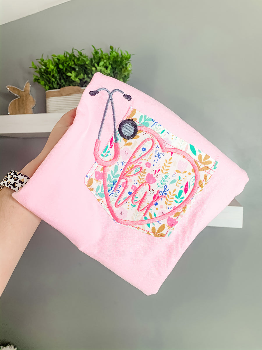 Stethoscope Pocket Embroidered Monogrammed T's N' Pullovers 🩺Custom🩺 ...