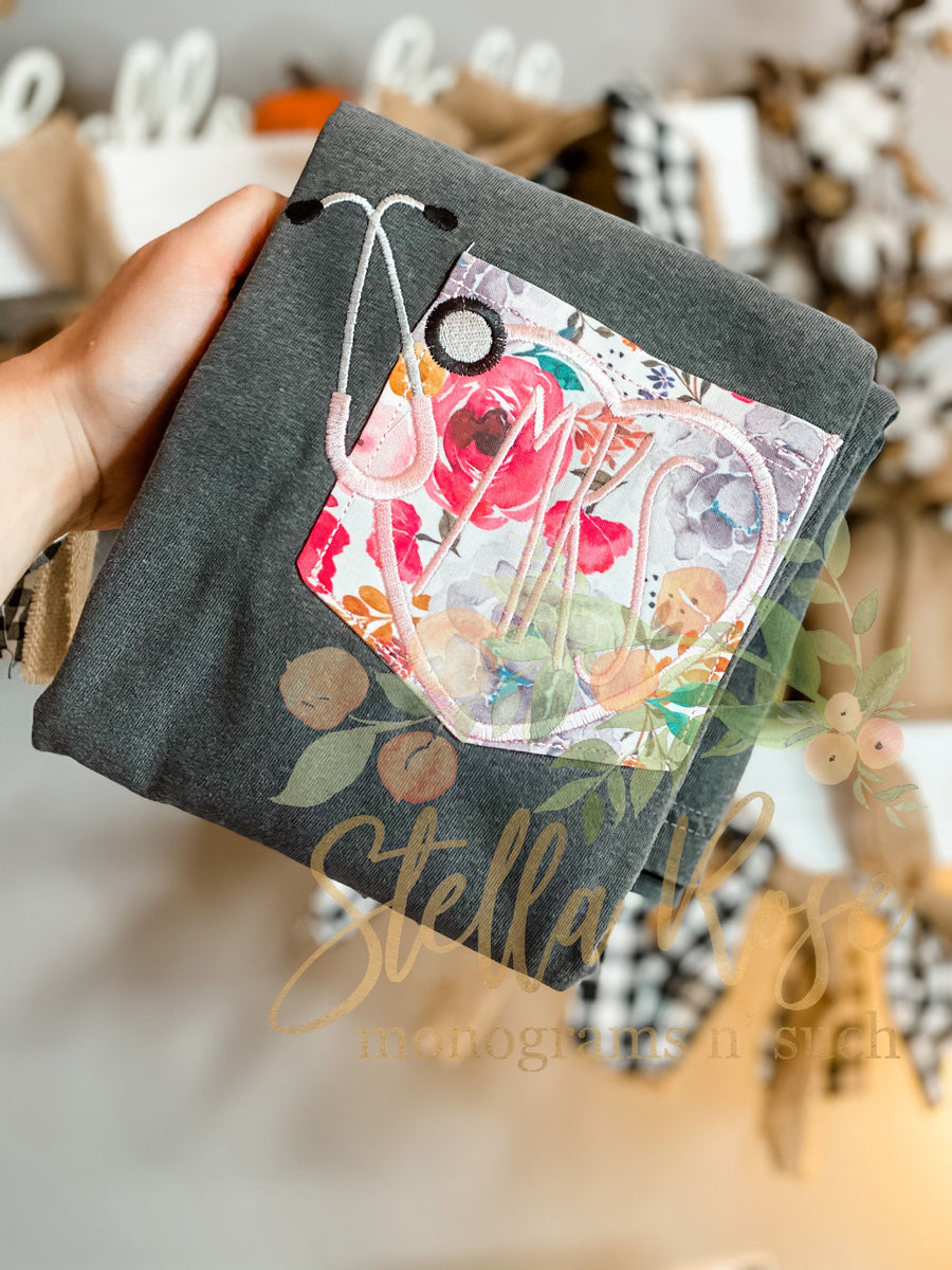 Stethoscope Pocket Embroidered Monogrammed T's N' Pullovers 🩺Custom🩺 ...